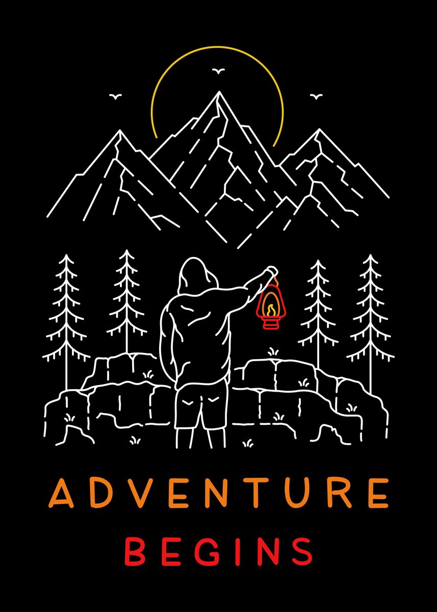 'Adventure Begins' Poster, picture, metal print, paint by VEKTORKITA ...