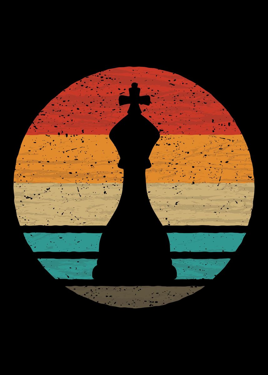 'King Chess Retro Vintage' Poster, picture, metal print, paint by ...