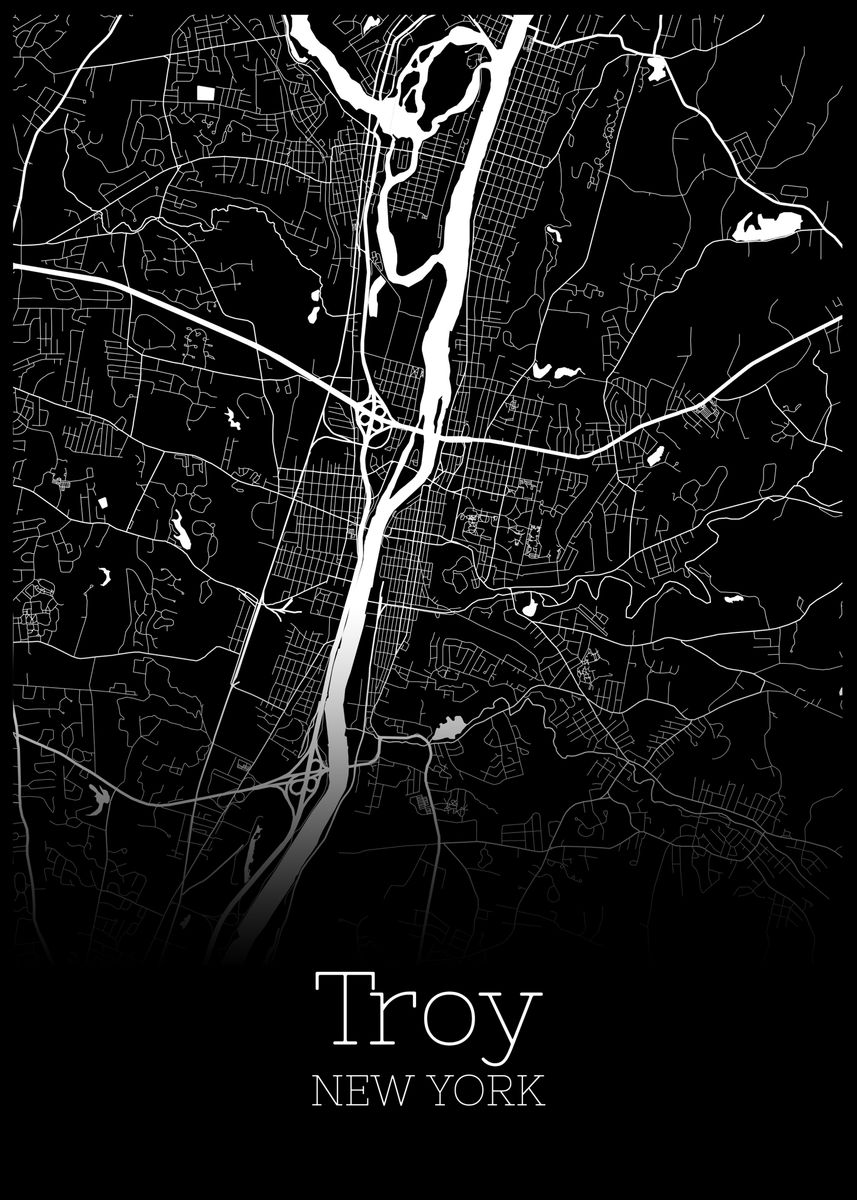 'Troy New York map' Poster, picture, metal print, paint by RelDesign ...
