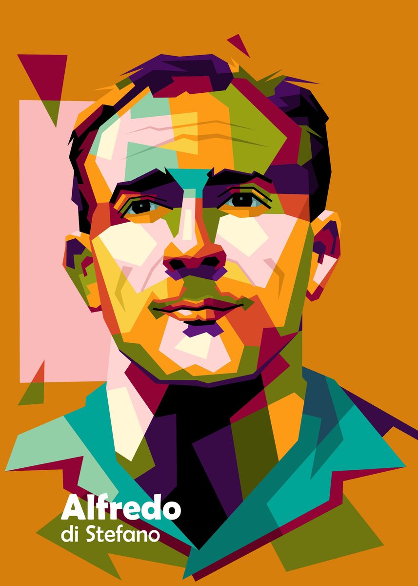'Alfredo di Stefano in wpap' Poster, picture, metal print, paint by AMIRUDIN 06 | Displate