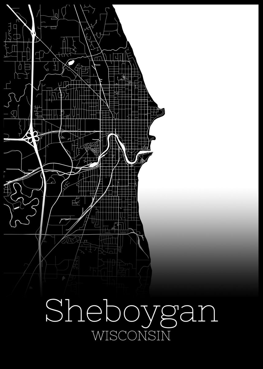 'Sheboygan Wisconsin map' Poster by RelDesign | Displate