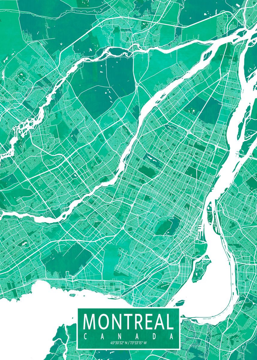 'Montreal Map Watercolor' Poster, picture, metal print, paint by deMAP ...