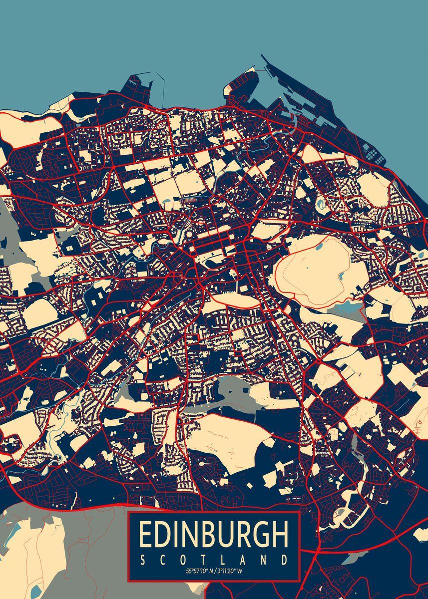 'Edinburgh City Map Hope' Poster by deMAP Studio | Displate
