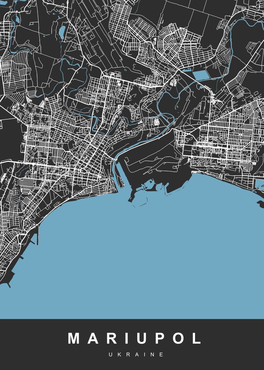 'MARIUPOL City Map UKRAINE' Poster, picture, metal print, paint by ...