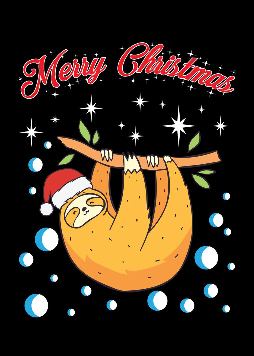 'Sloth Santa Claus' Poster, picture, metal print, paint by ZS C O M M E ...