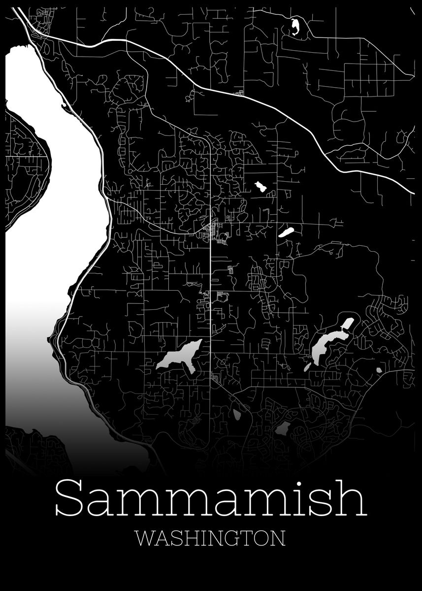 'Sammamish Washington map' Poster, picture, metal print, paint by ...