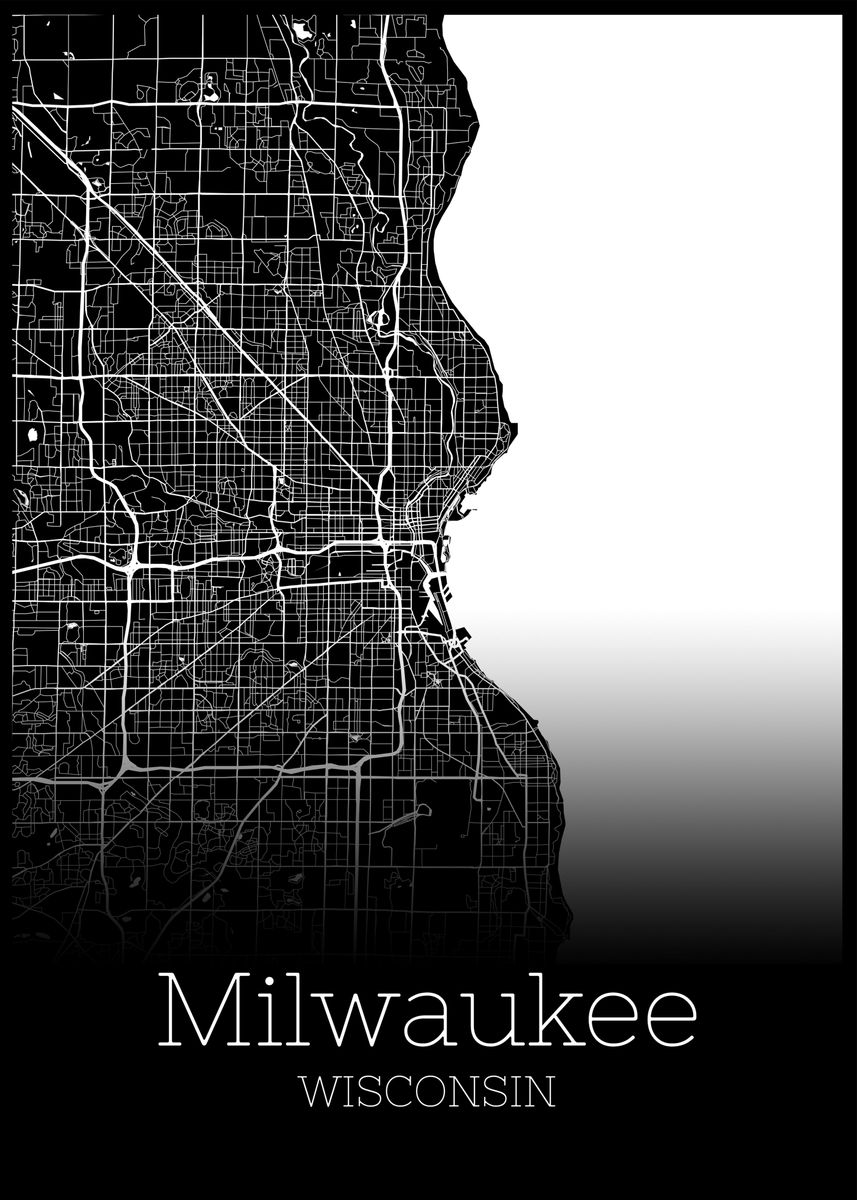 'Milwaukee Wisconsin map' Poster, picture, metal print, paint by ...