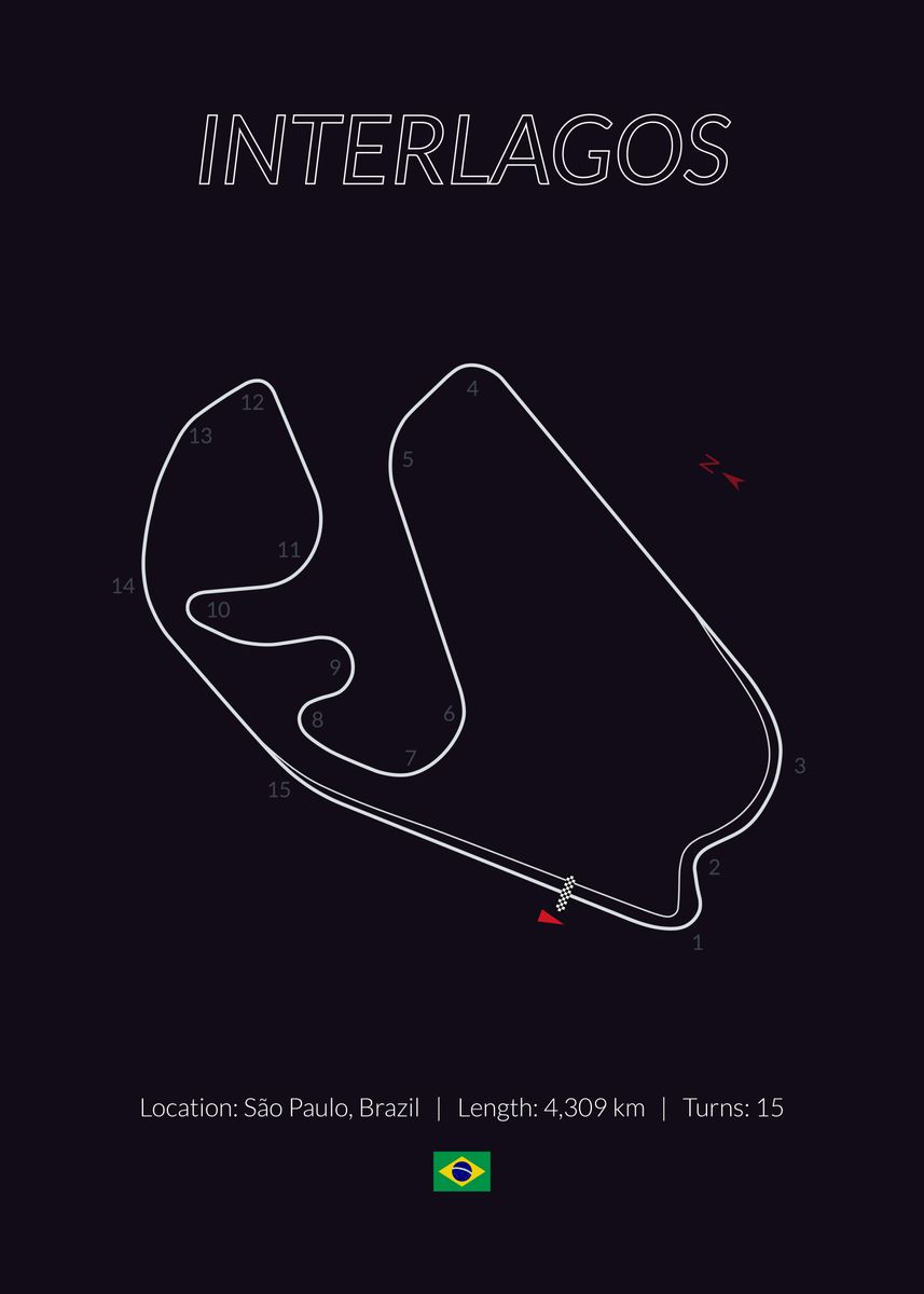 'Interlagos Sao Paulo GP' Poster, picture, metal print, paint by ...
