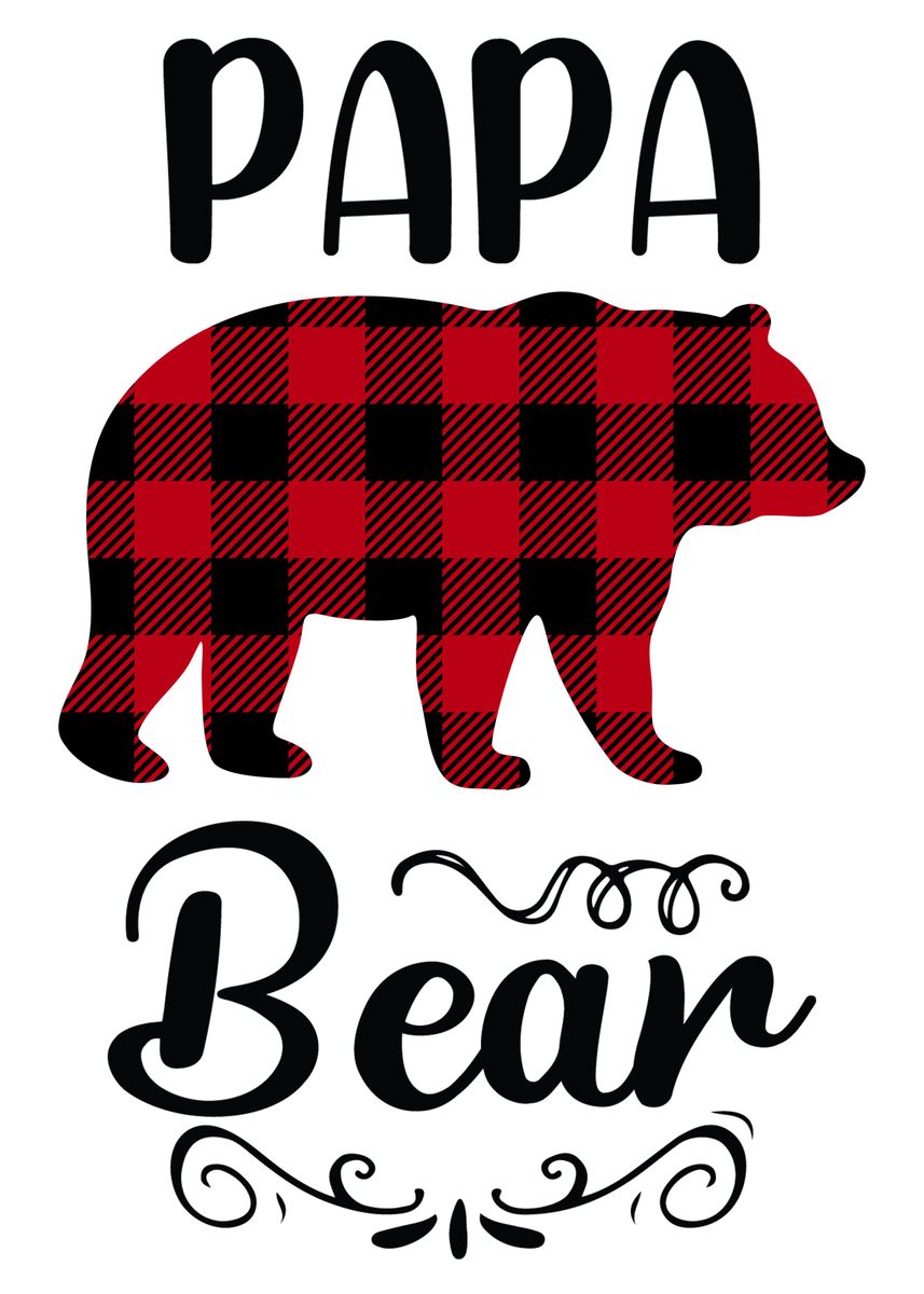 'Papa Bear red plaid' Poster, picture, metal print, paint by Max Ronn ...