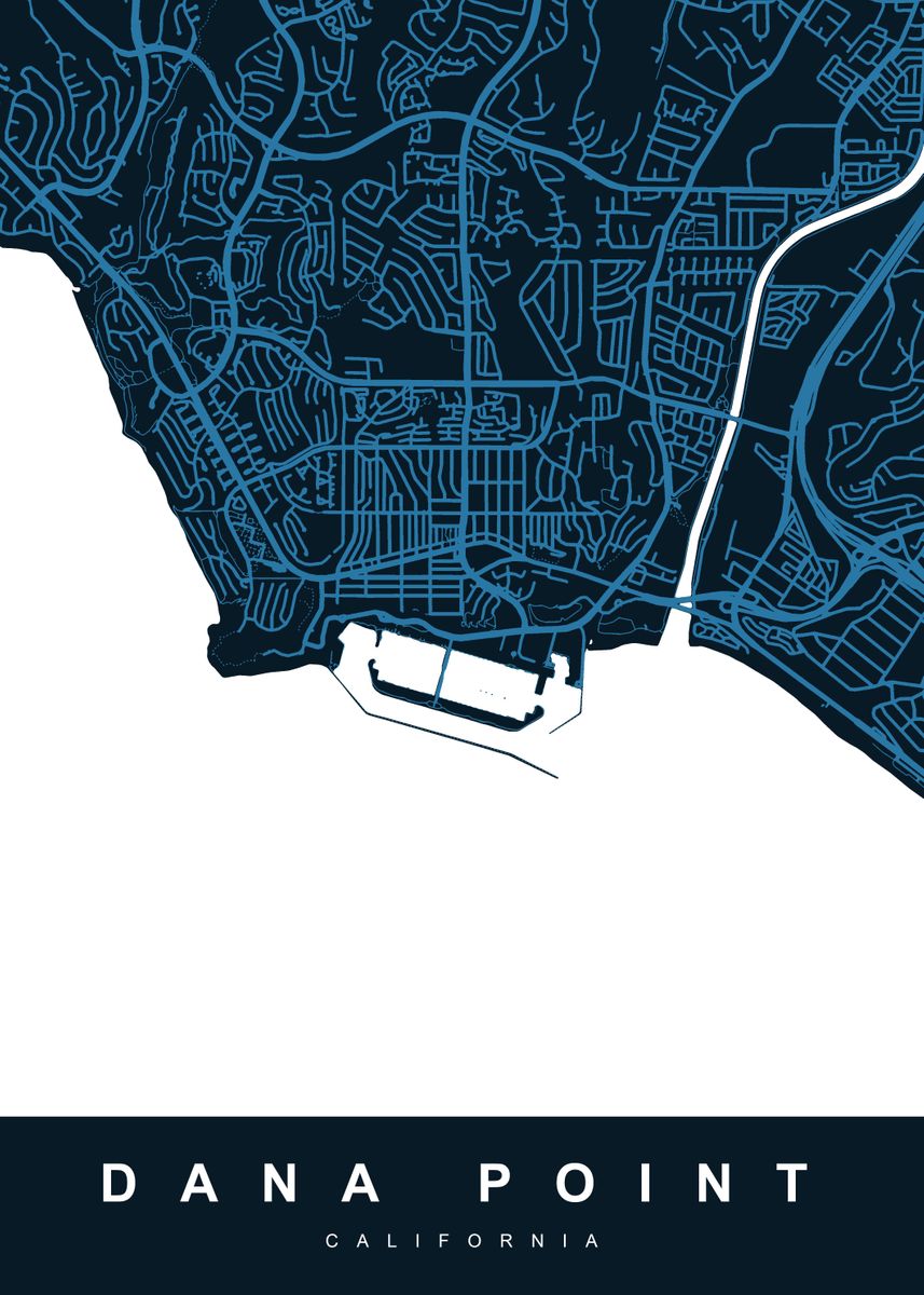 'DANA POINT Map CALIFORNIA' Poster, picture, metal print, paint by ...