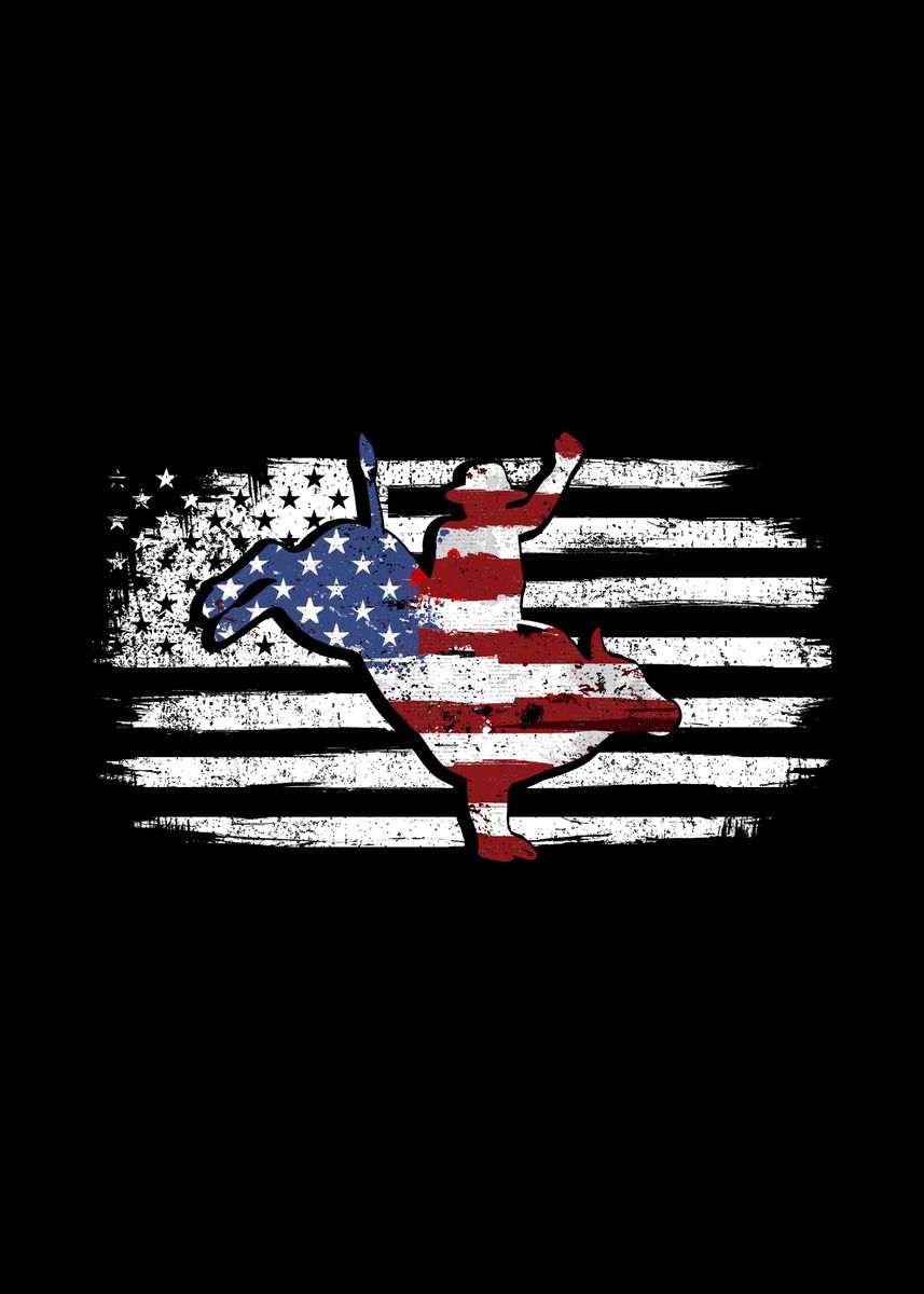 'Bull Riding USA Flag' Poster by Mealla | Displate