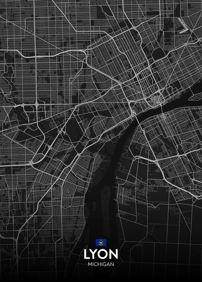 'Lyon MI' Poster, picture, metal print, paint by IMR Designs | Displate