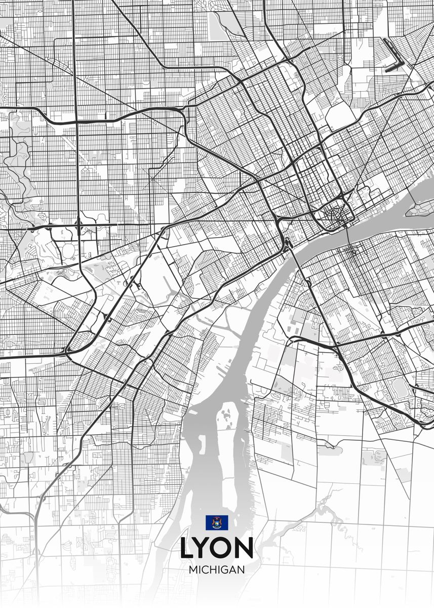 'Lyon MI' Poster, picture, metal print, paint by IMR Designs | Displate