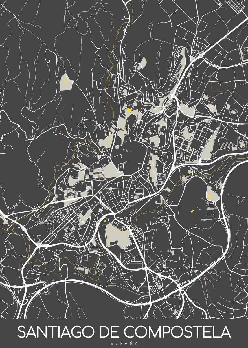 'Santiago de Compostela' Poster by mapsies | Displate