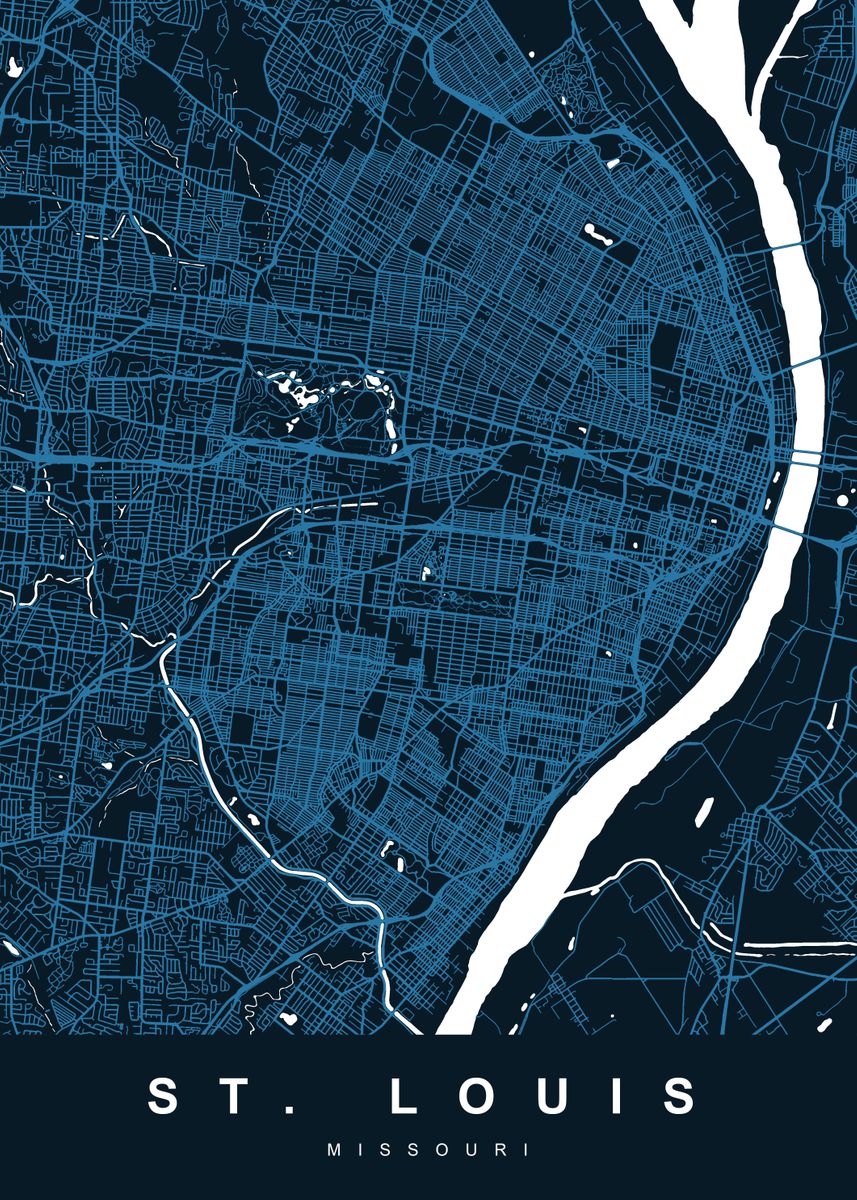 'ST LOUIS Map MISSOURI USA' Poster, picture, metal print, paint by ...