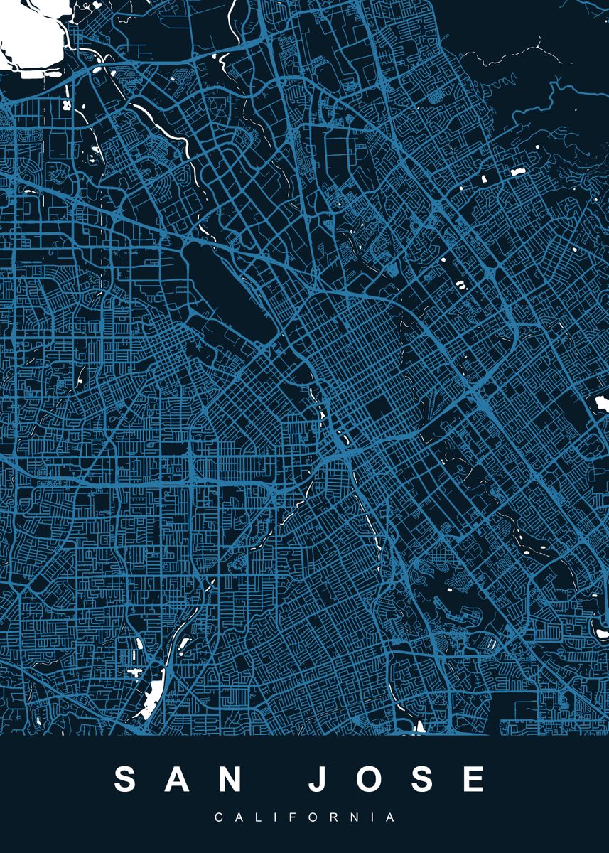 'SAN JOSE Map CALIFORNIA' Poster, picture, metal print, paint by ...