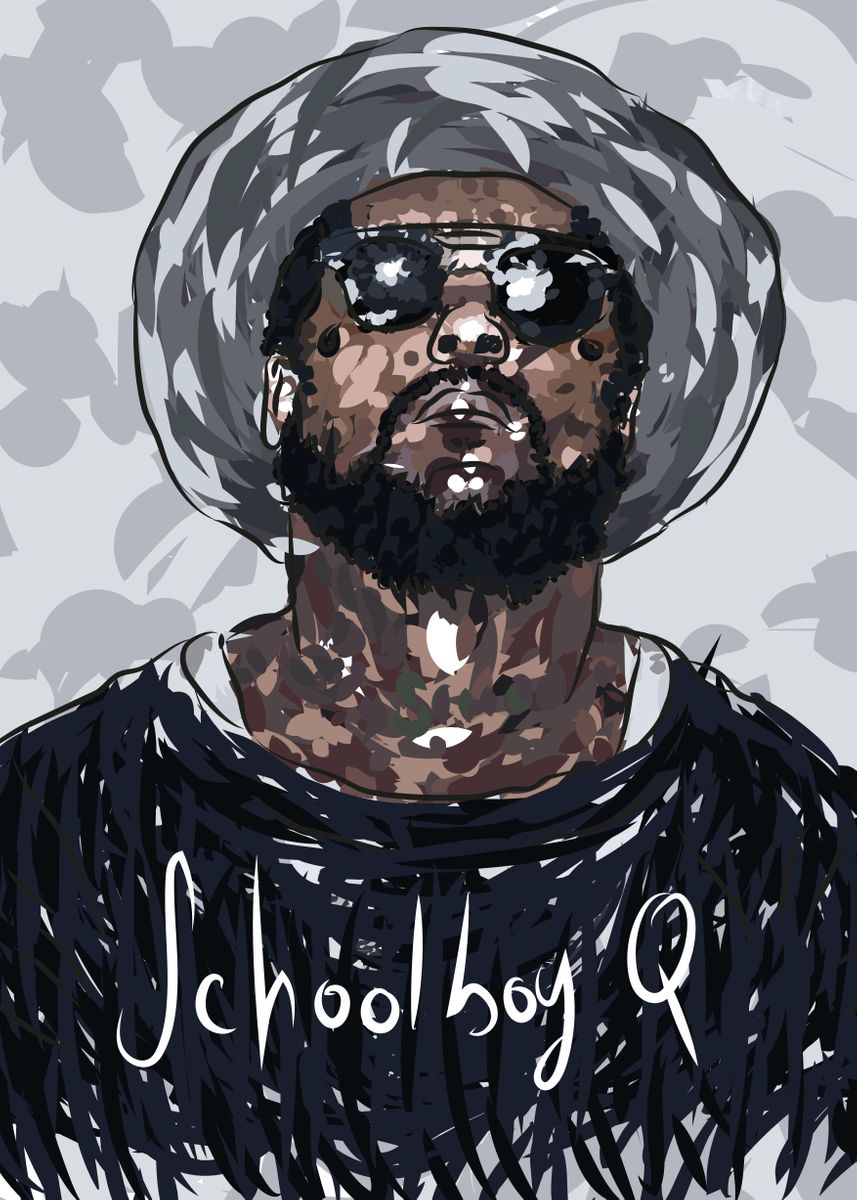 'SchoolBoy Q ' Poster, picture, metal print, paint by Jibs | Displate