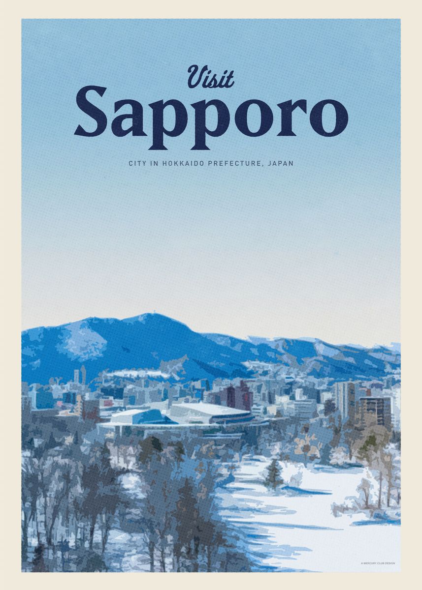 'Visit Sapporo' Poster, picture, metal print, paint by Mercury Club ...