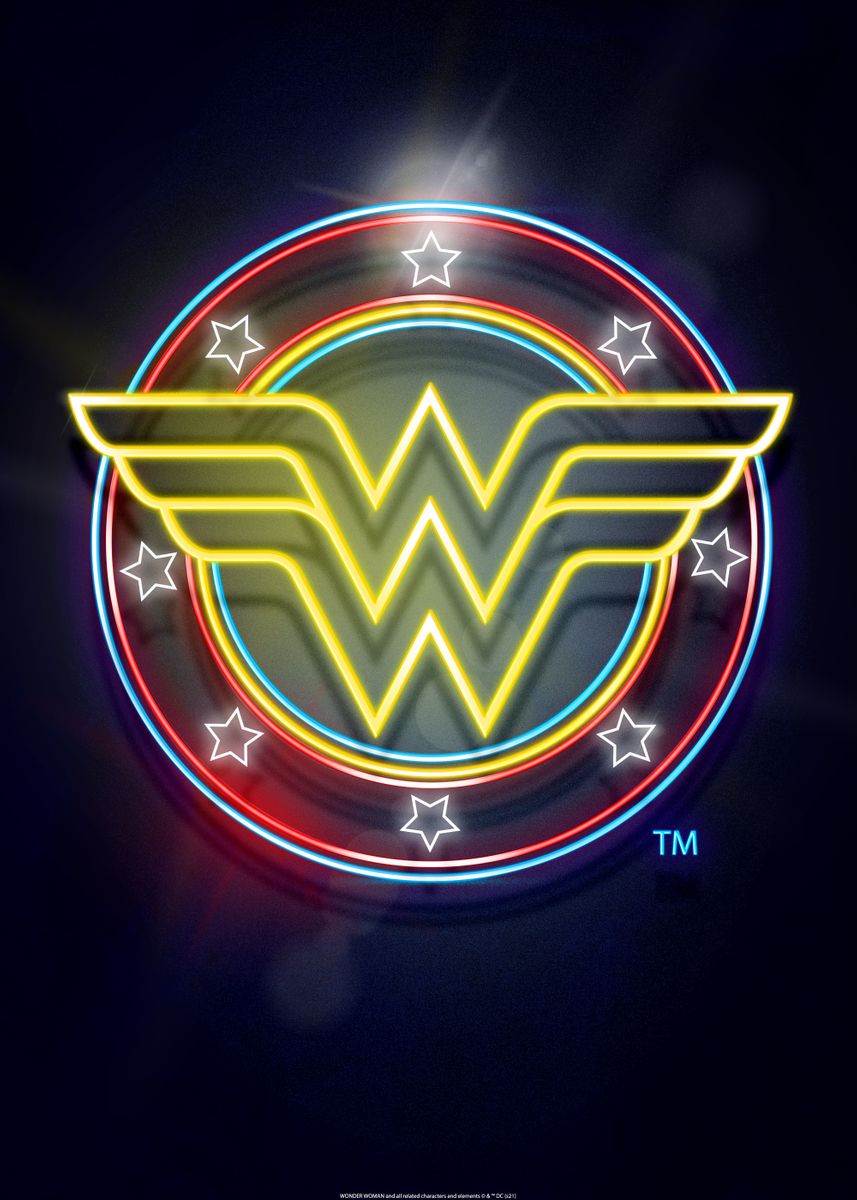 'Wonder Woman Neon' Poster, picture, metal print, paint by DC Comics ...