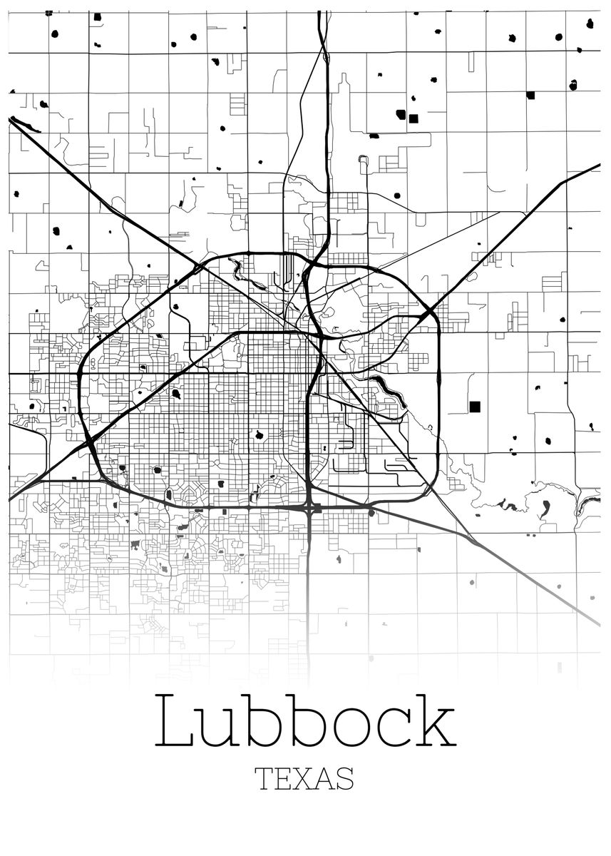 'Lubbock Texas city map' Poster, picture, metal print, paint by ...