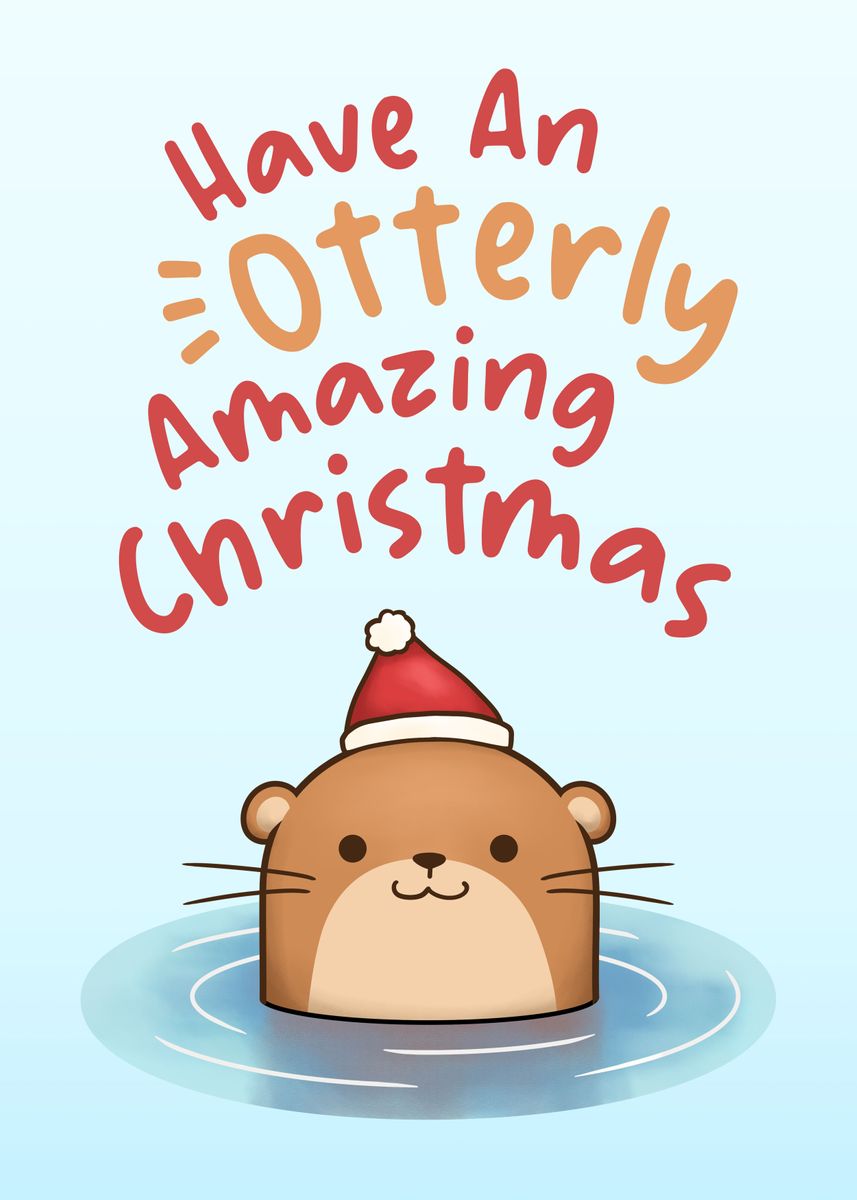 'Amazing Christmas Otter' Poster by Takeda Art | Displate