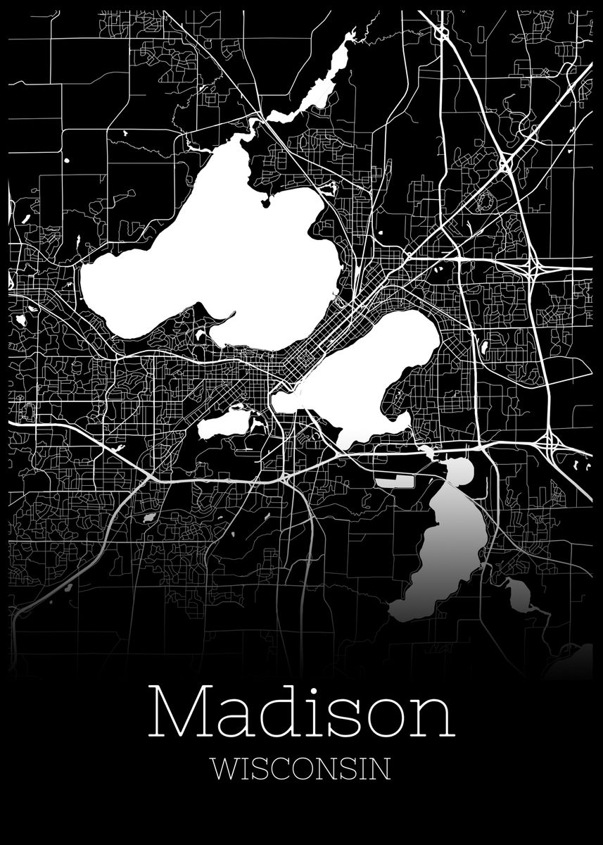 'Madison Wisconsin map' Poster, picture, metal print, paint by ...