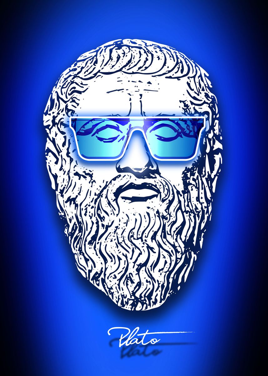 'Plato cool neon glasses' Poster, picture, metal print, paint by Kitty ...