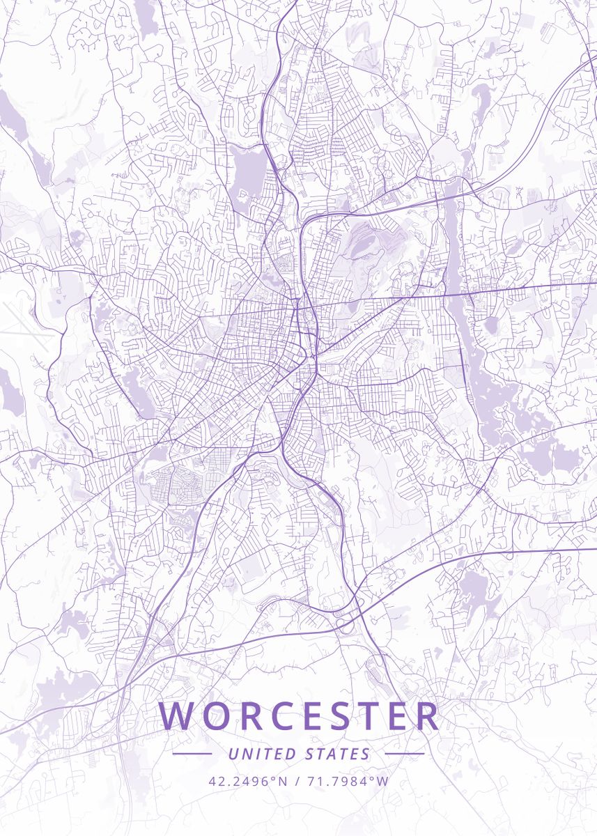 'Worcester United States' Poster, picture, metal print, paint by ...