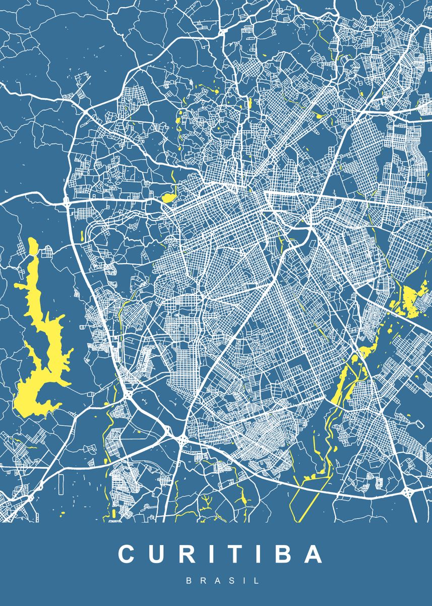 'CURITIBA City Map BRASIL' Poster, picture, metal print, paint by ...