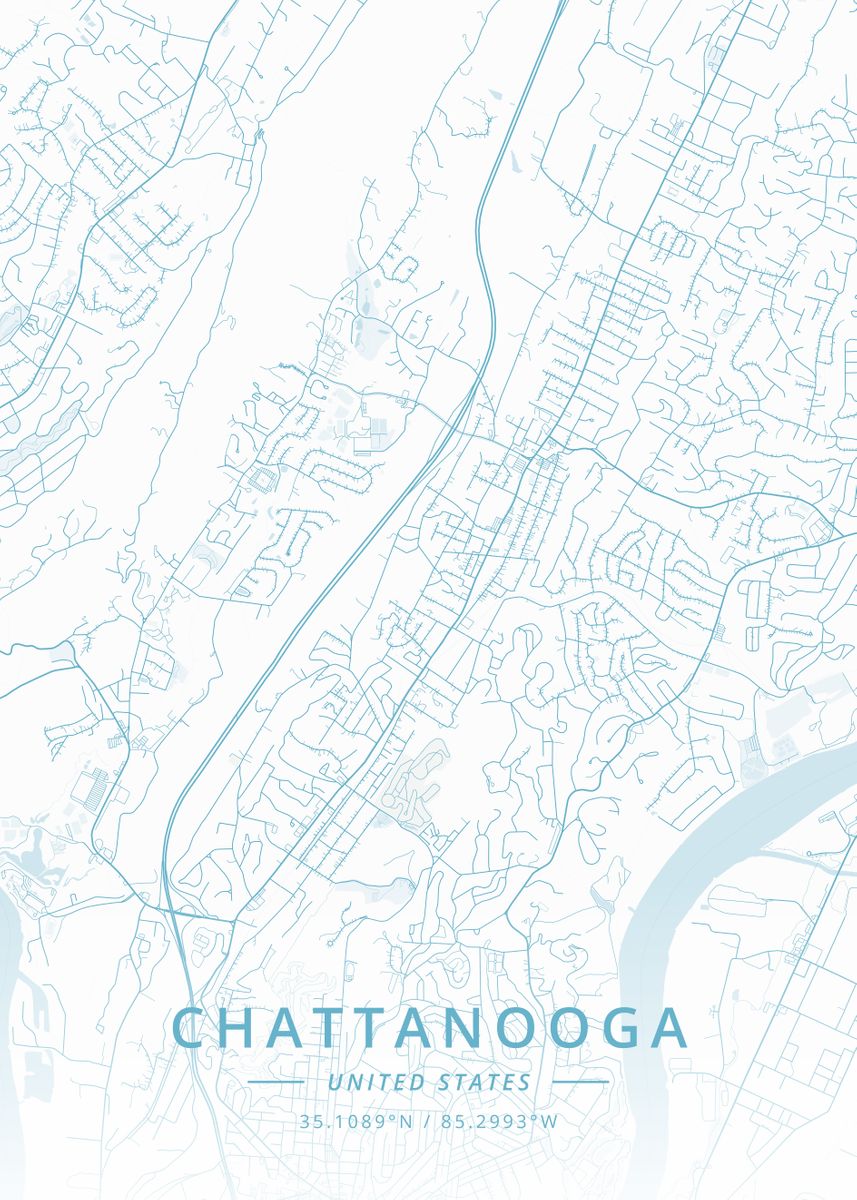 'Chattanooga United States' Poster, picture, metal print, paint by ...