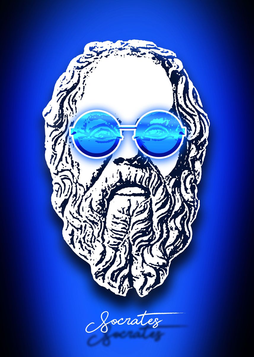 'Socrates cool neon glasses' Poster, picture, metal print, paint by ...