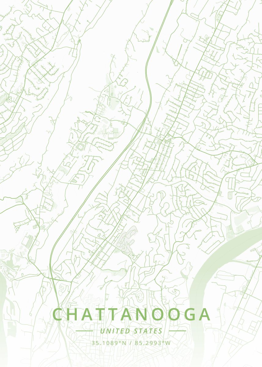 'Chattanooga United States' Poster by Designer Map Art | Displate