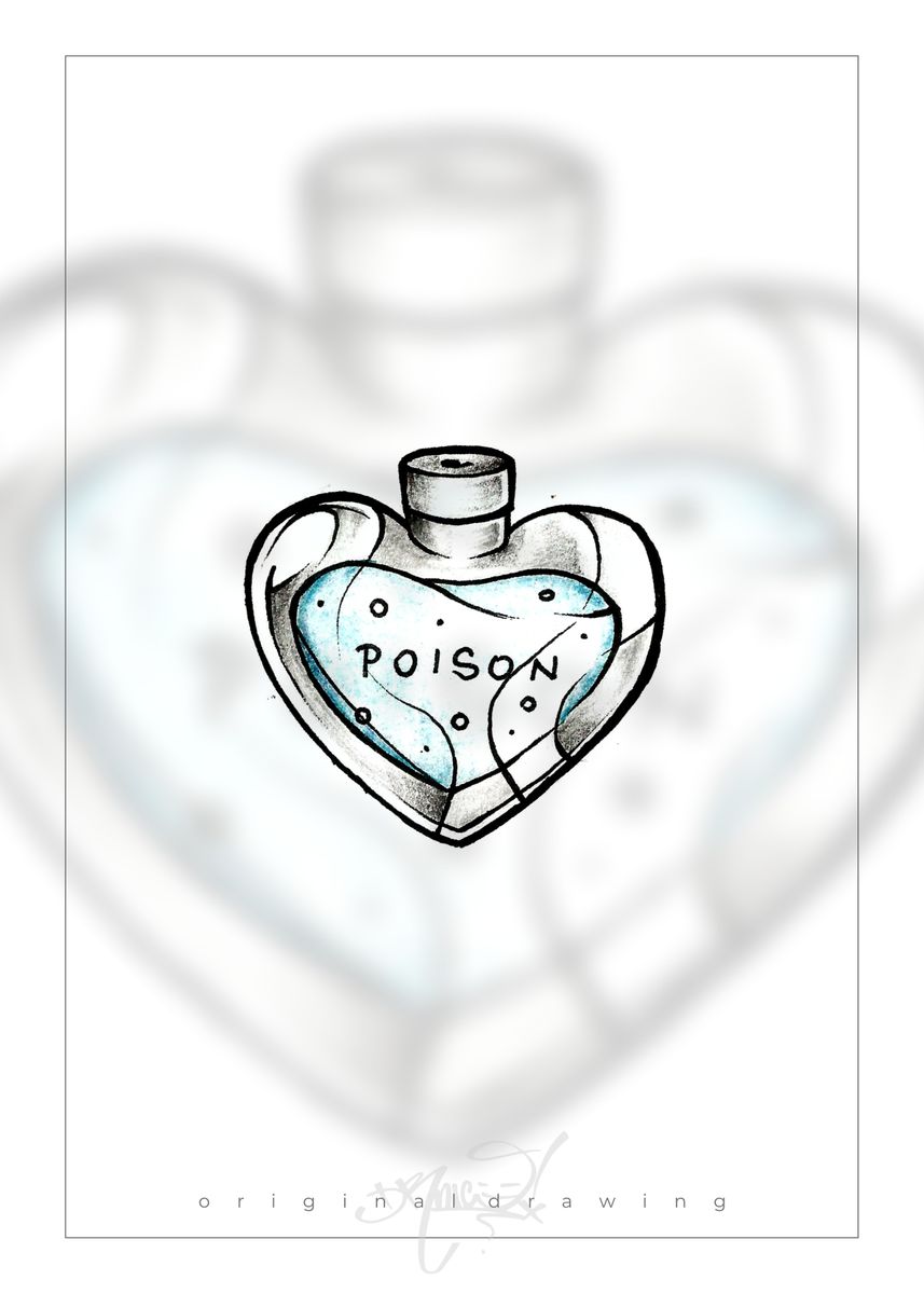 'Poison Potion Heart Bottle' Poster by Jan Oklinski | Displate