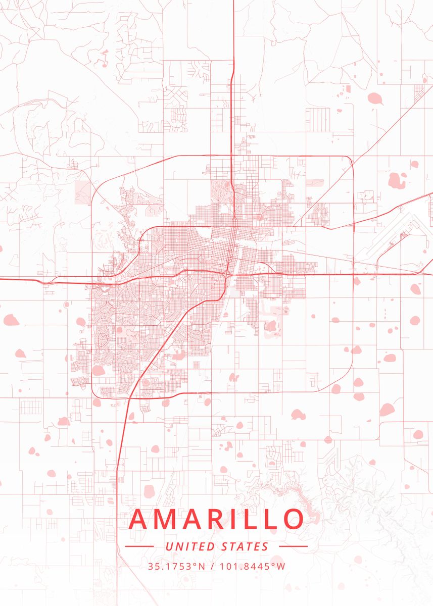 'Amarillo United States' Poster, picture, metal print, paint by ...