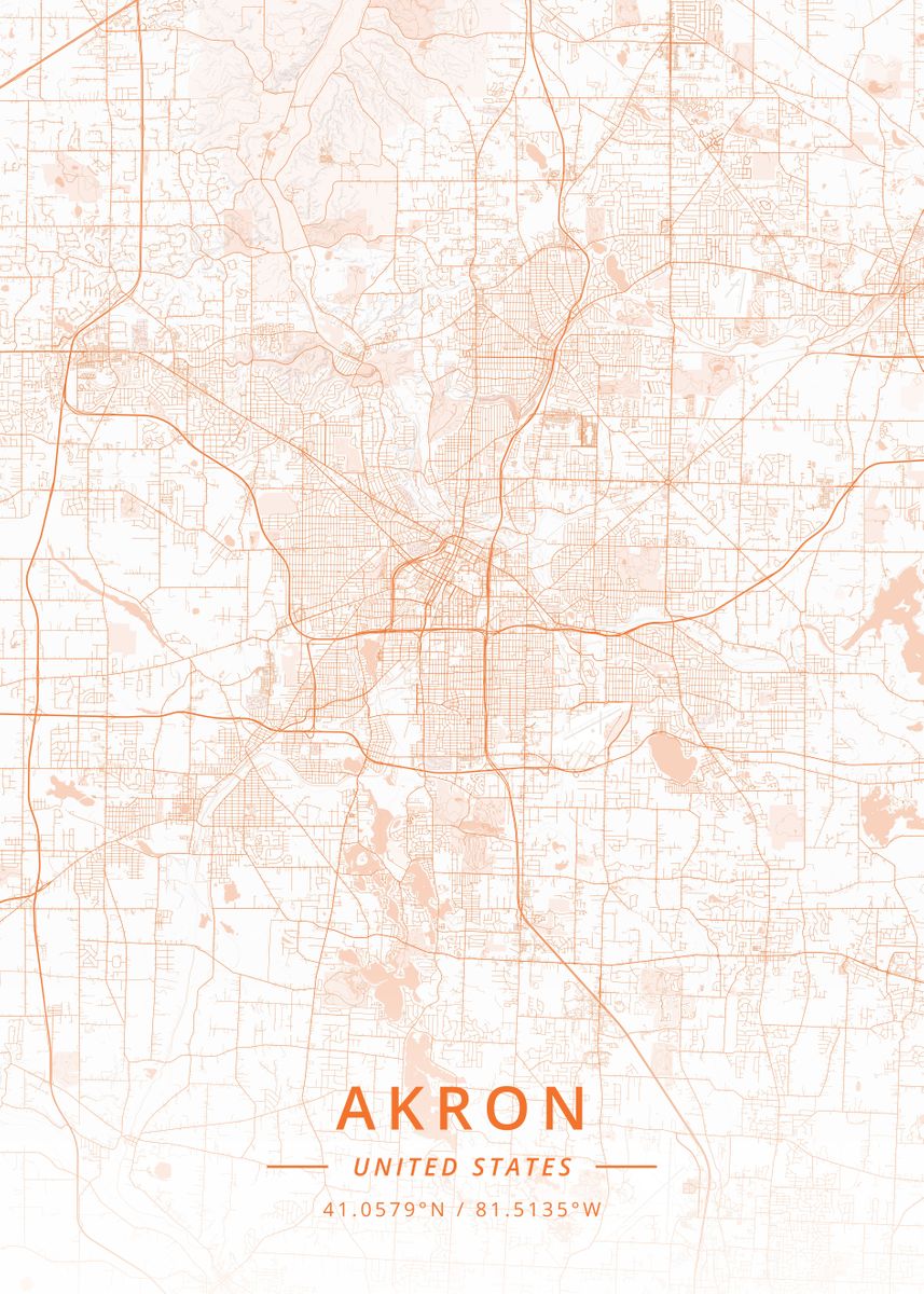 'Akron United States' Poster by Designer Map Art | Displate