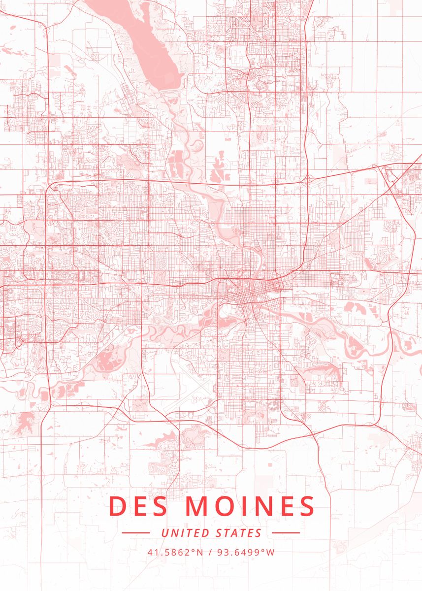 'Des Moines United States' Poster, picture, metal print, paint by ...