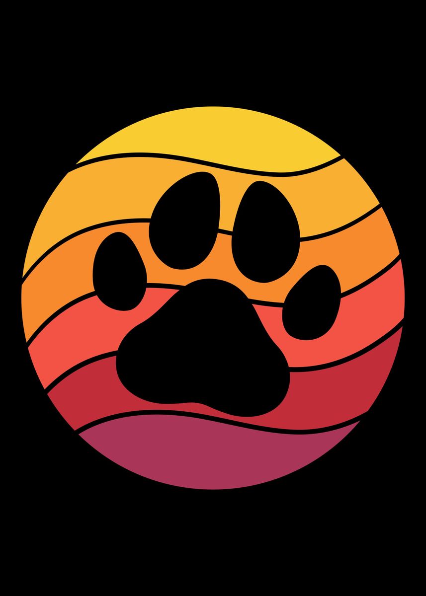 'Dog Paw Retro Vintage' Poster, picture, metal print, paint by ...