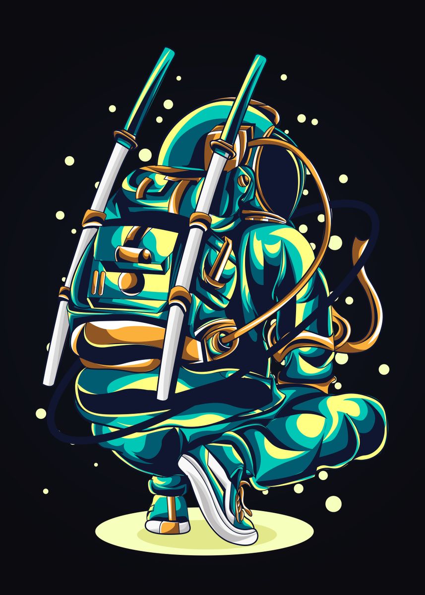 'Ninja Astronaut' Poster by CaptiveArtDesigns | Displate