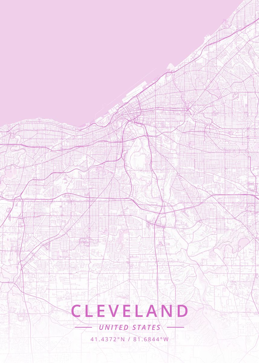 'Cleveland United States' Poster, picture, metal print, paint by ...