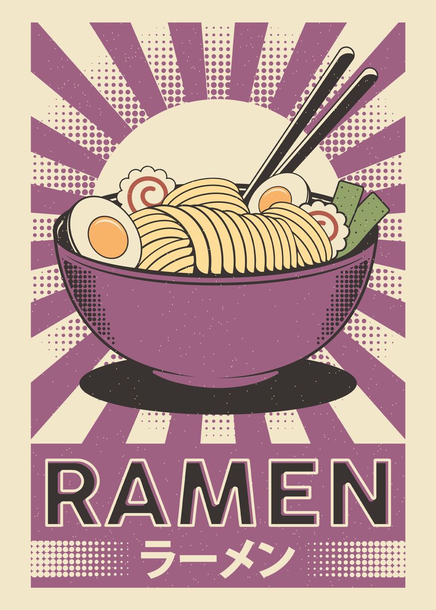 'Vintage Ramen Noodle Sign' Poster, picture, metal print, paint by ...