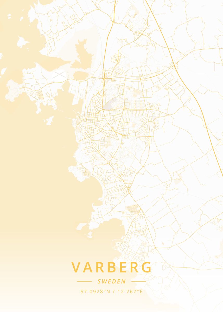 'Varberg Sweden' Poster, picture, metal print, paint by Designer Map ...