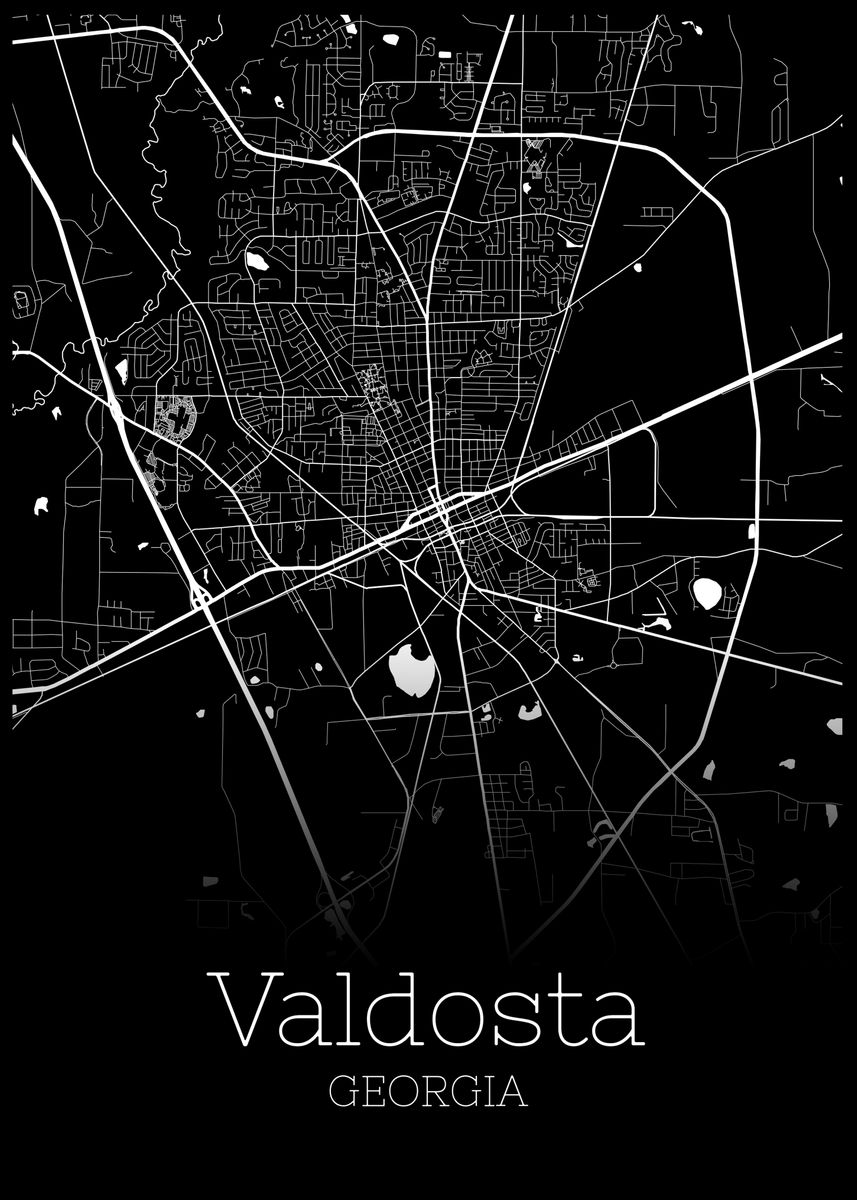 'Valdosta Georgia map' Poster, picture, metal print, paint by RelDesign ...