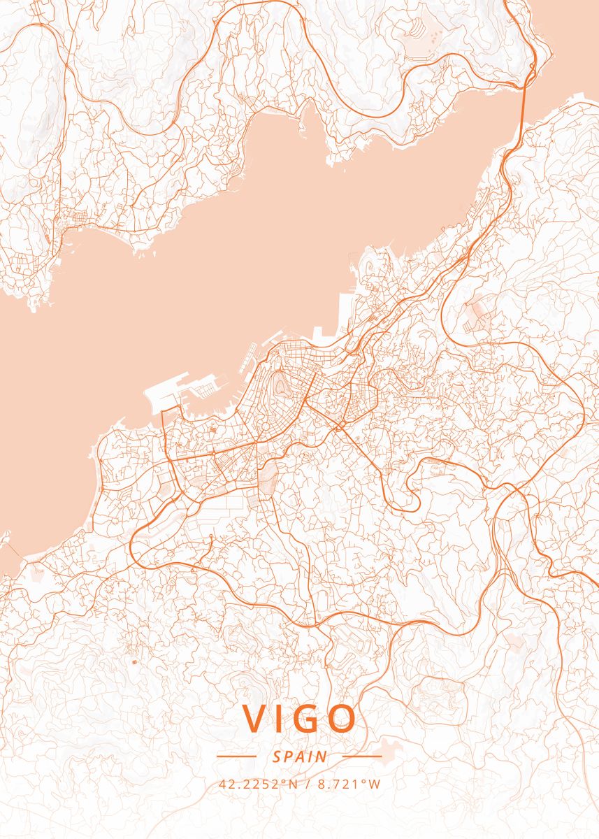 'Vigo Spain' Poster, picture, metal print, paint by Designer Map Art ...