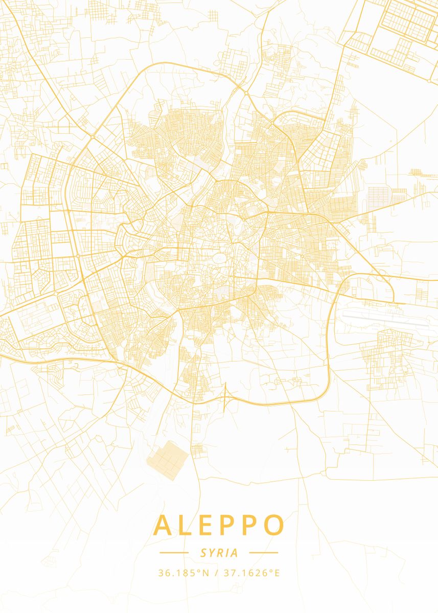 'Aleppo Syria' Poster, picture, metal print, paint by Designer Map Art ...