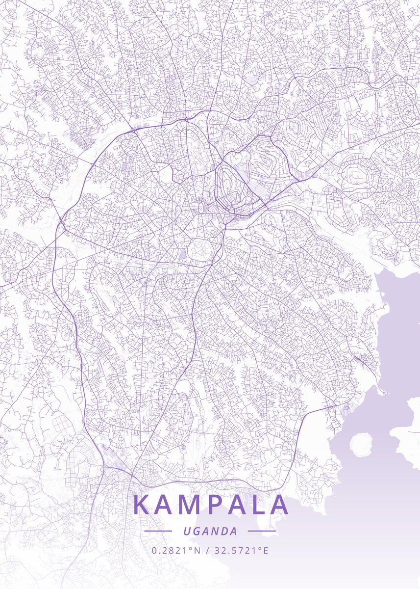 'Kampala Uganda' Poster, picture, metal print, paint by Designer Map ...