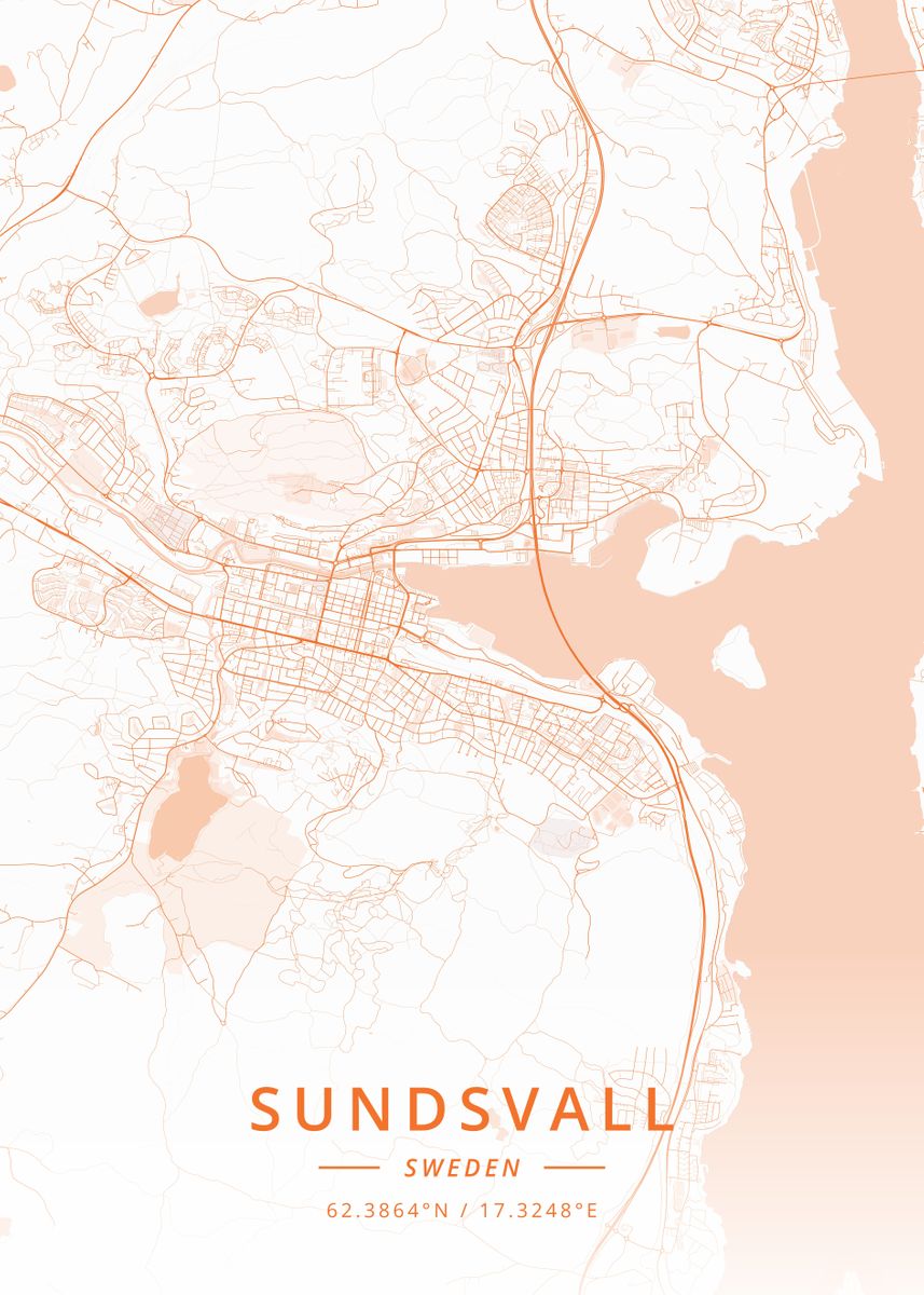 'Sundsvall Sweden' Poster, picture, metal print, paint by Designer Map ...