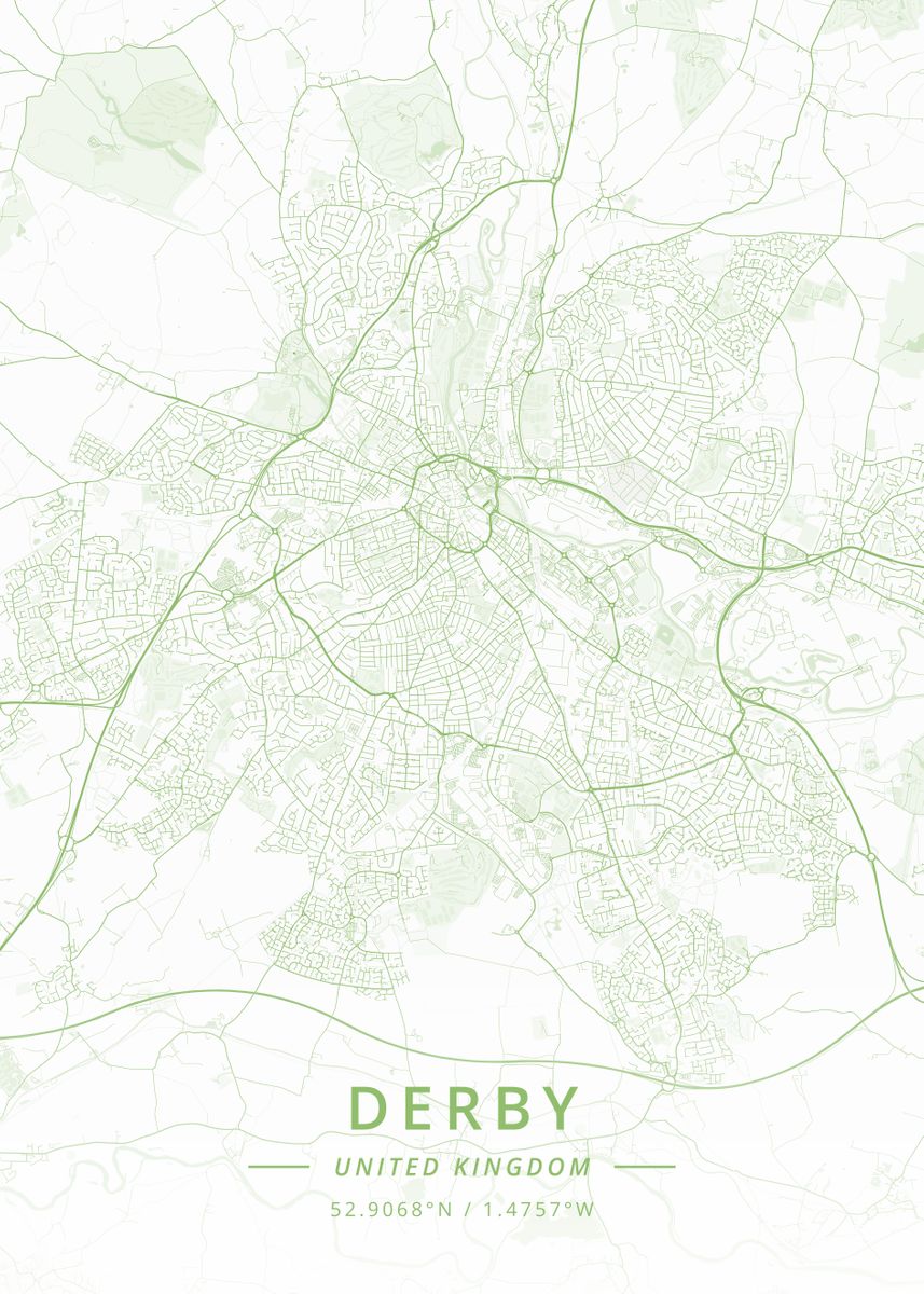 'Derby United Kingdom' Poster, picture, metal print, paint by Designer ...