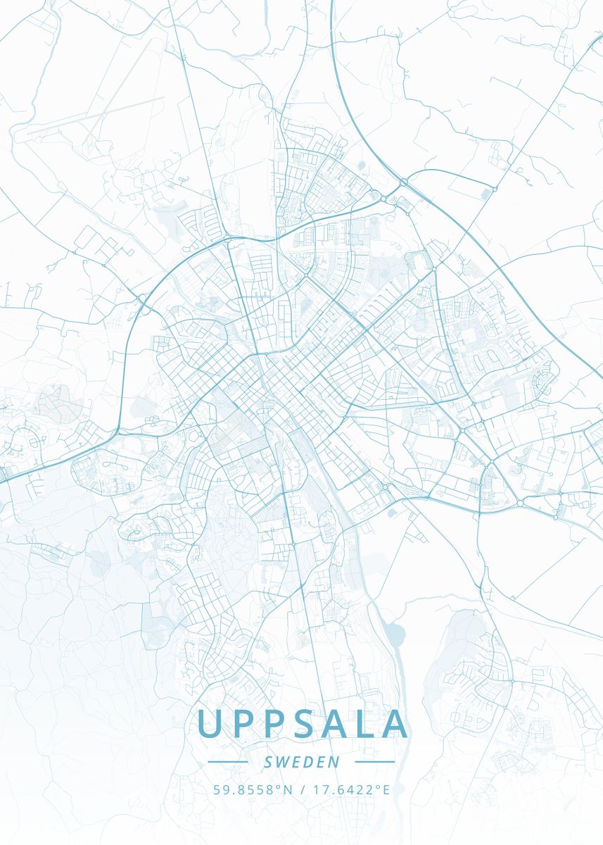 'Uppsala Sweden' Poster, picture, metal print, paint by Designer Map ...