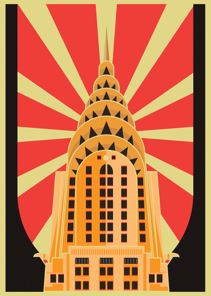 'Vintage Art Deco Building' Poster by Don Mario | Displate