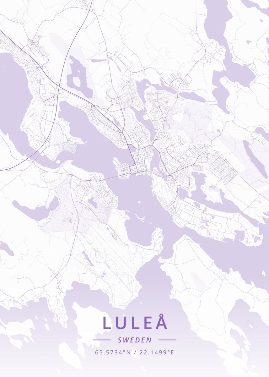 'Lulea Sweden' Poster, picture, metal print, paint by Designer Map Art | Displate